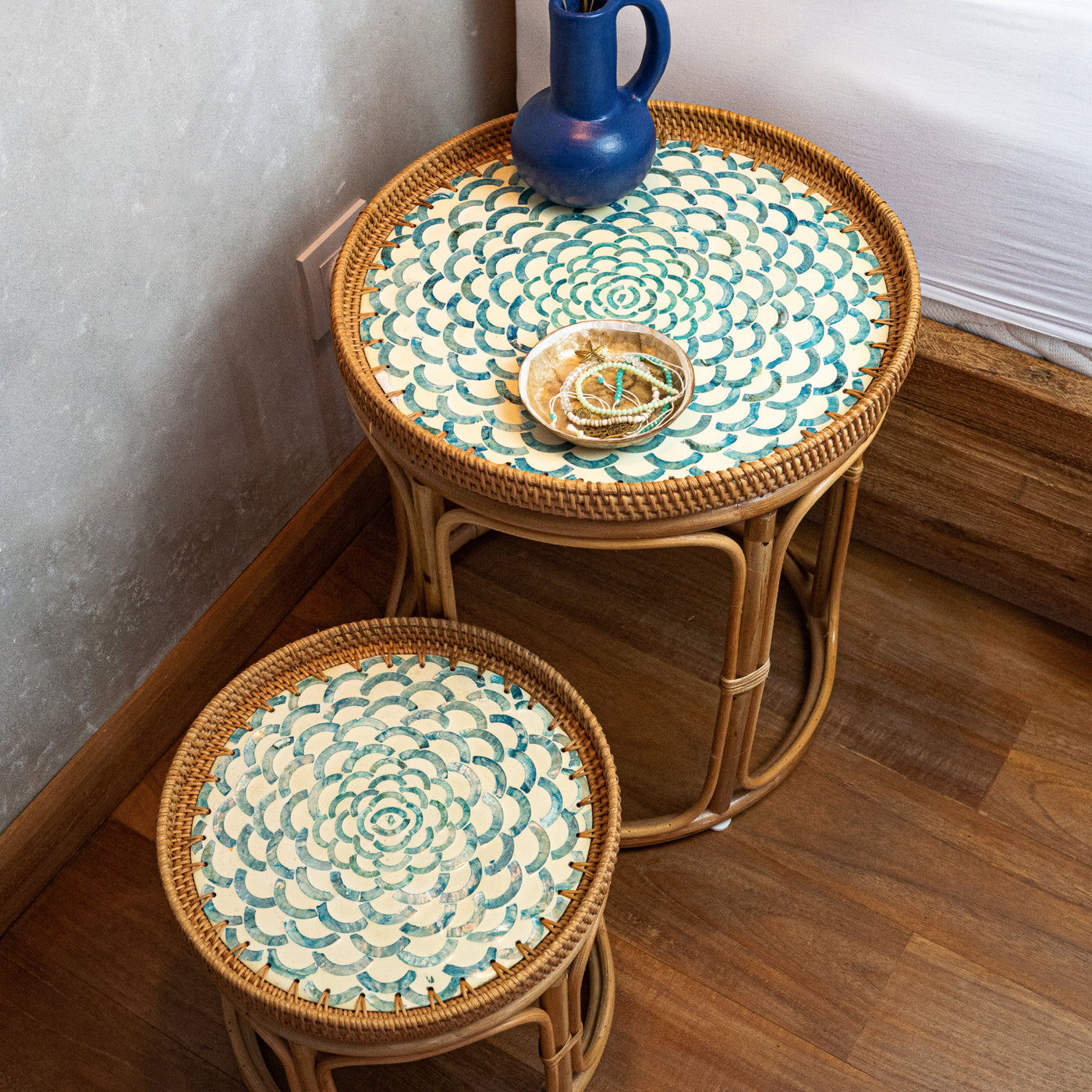 Bloom Rattan Coffee/Side Table, Bedside Table Set