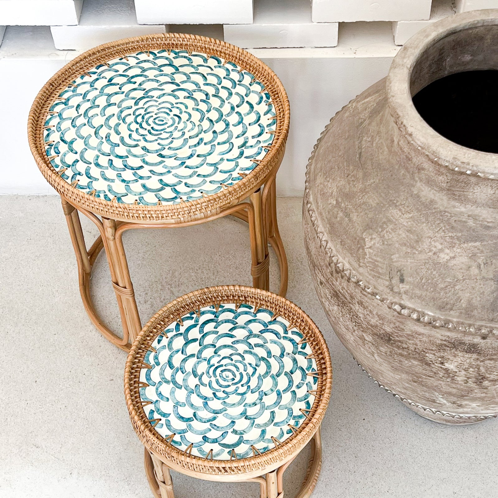 Bloom Rattan Coffee/Side Table, Bedside Table Set