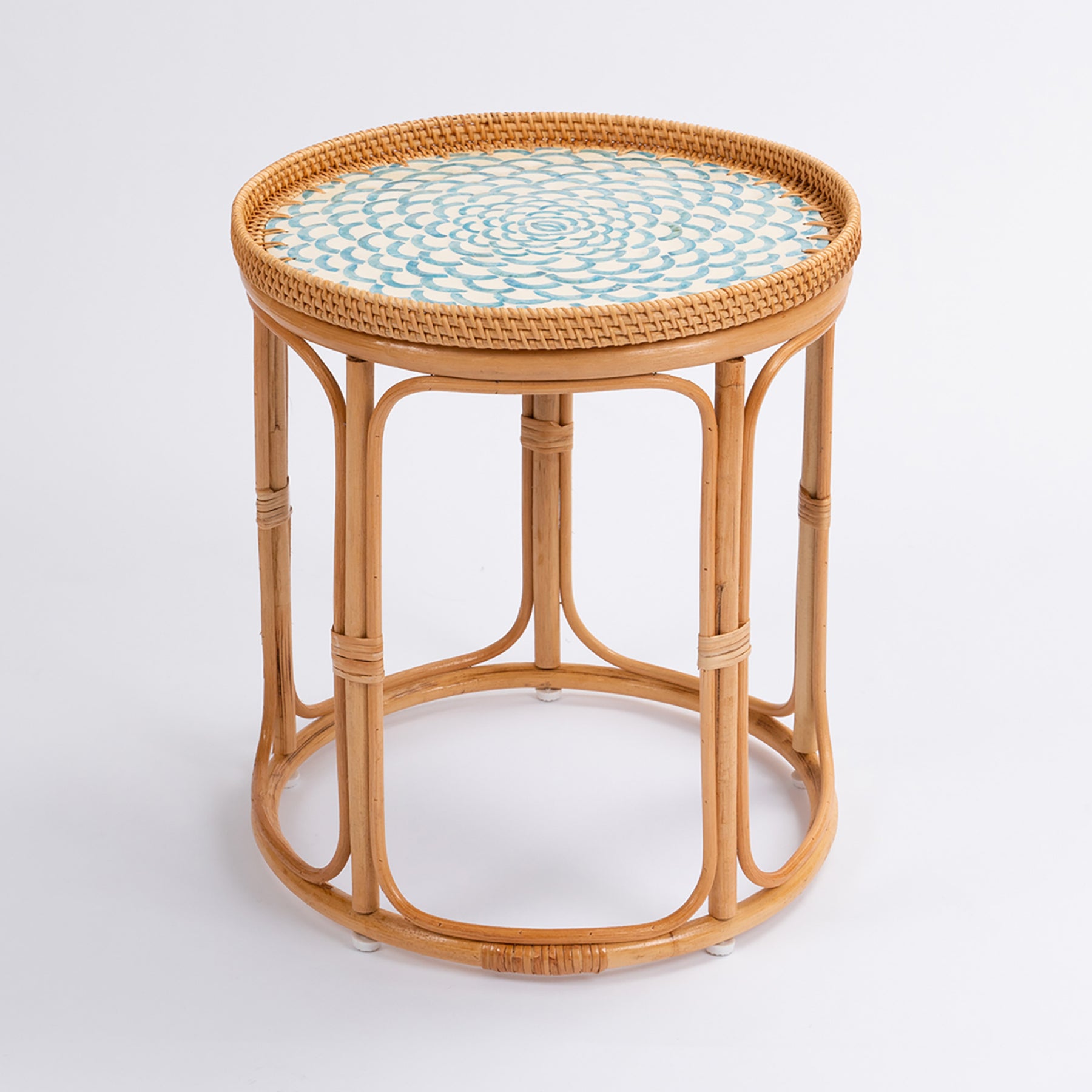 Bloom Rattan Side Table - Bedside Table - Coffee Table - Blue Mother of ...