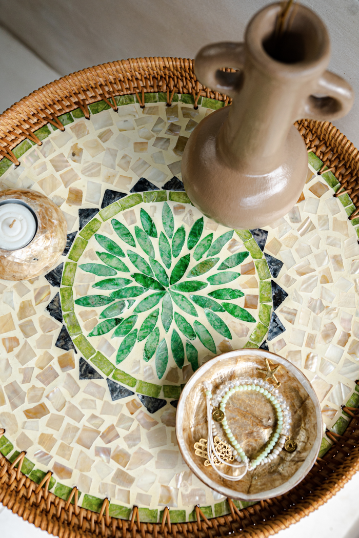 Oasis Rattan Side Table - Bedside Table - Coffee Table - Green Mother ...