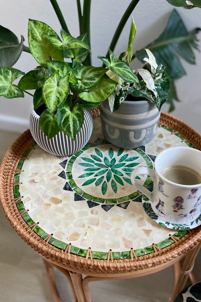Oasis Rattan Side Table - Bedside Table - Coffee Table - Green Mother ...