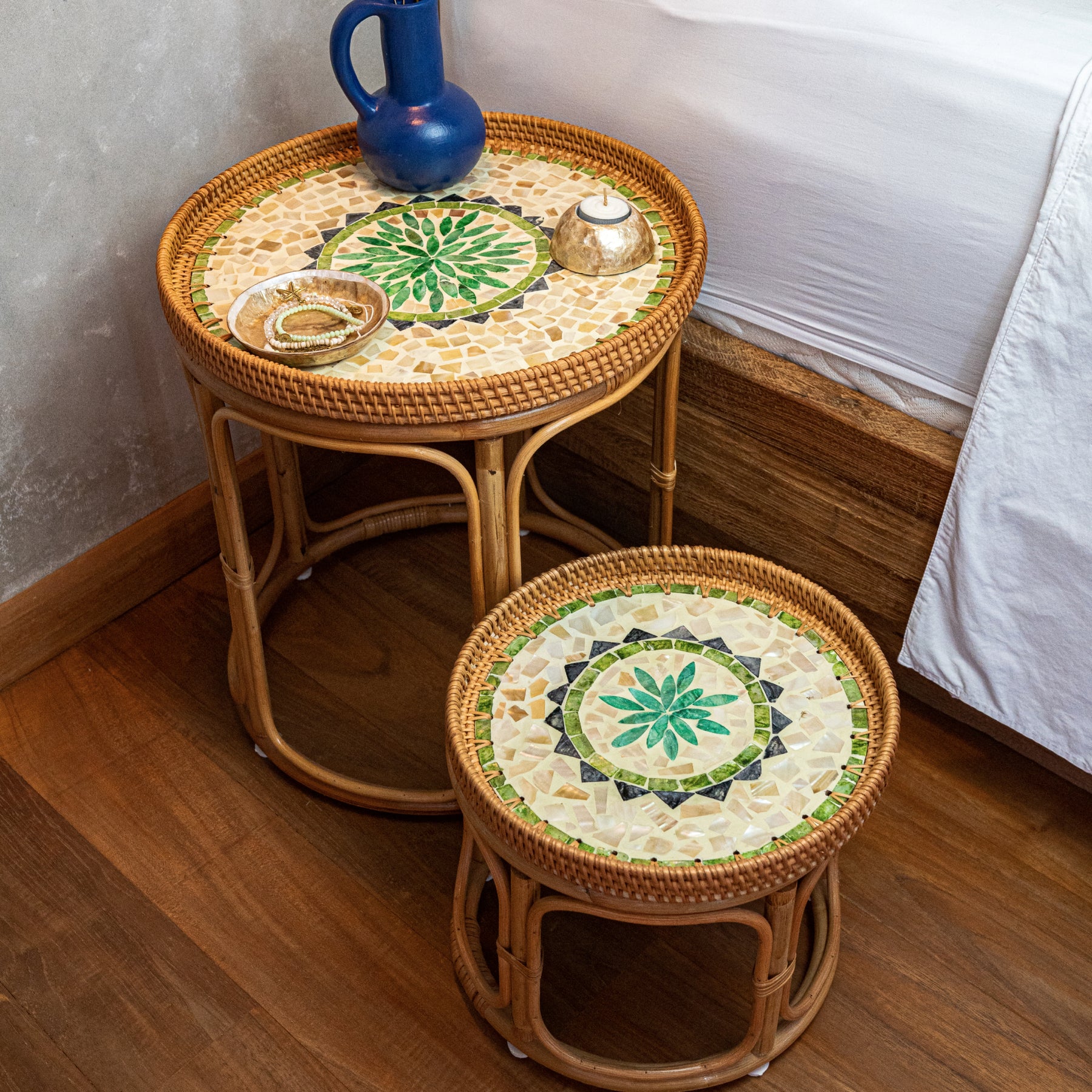 Oasis Rattan Coffee/Side Table, Bedside Table Set