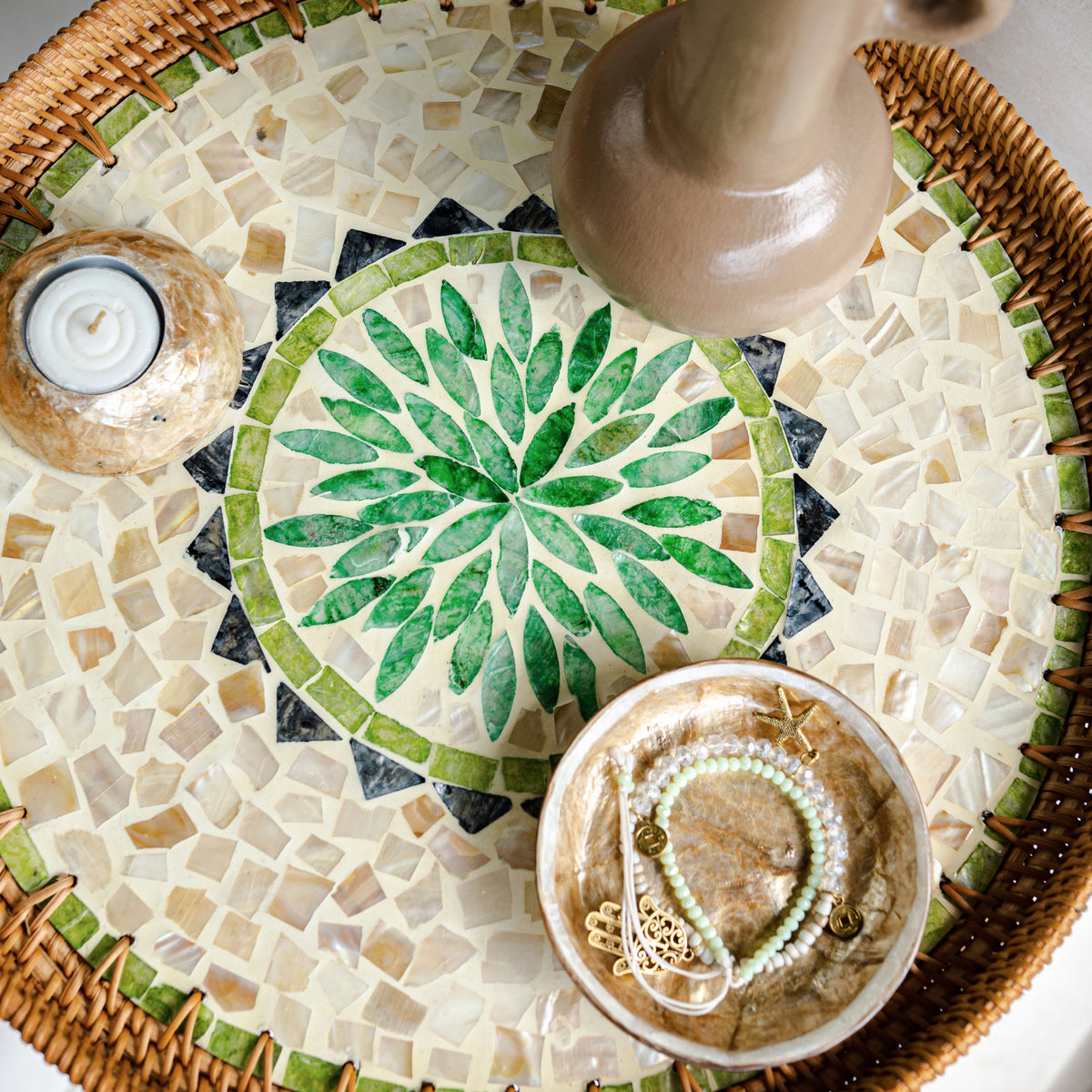 Oasis Rattan Side Table - Bedside Table - Coffee Table - Green Mother ...