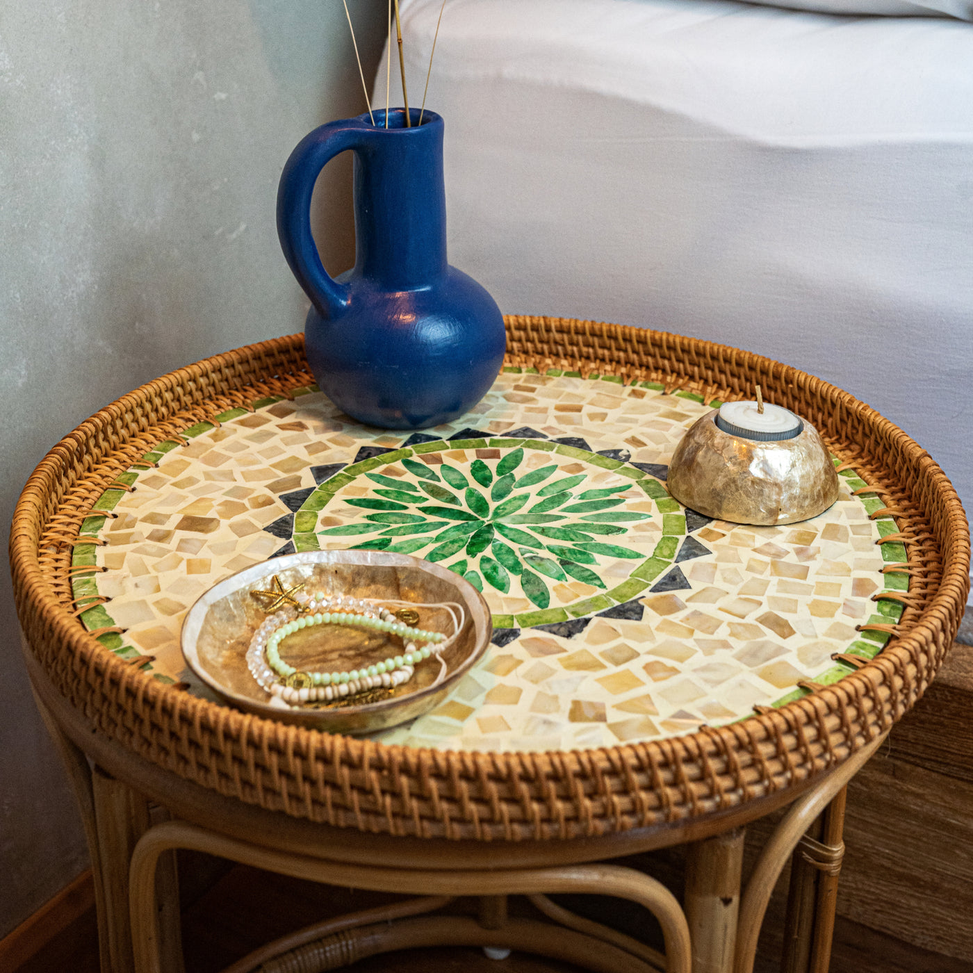 Oasis Rattan Side Table - Bedside Table - Coffee Table - Green Mother ...