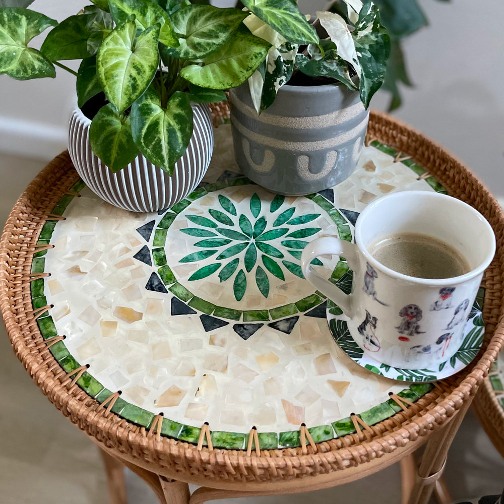 Oasis Rattan Side Table - Bedside Table - Coffee Table - Green Mother ...