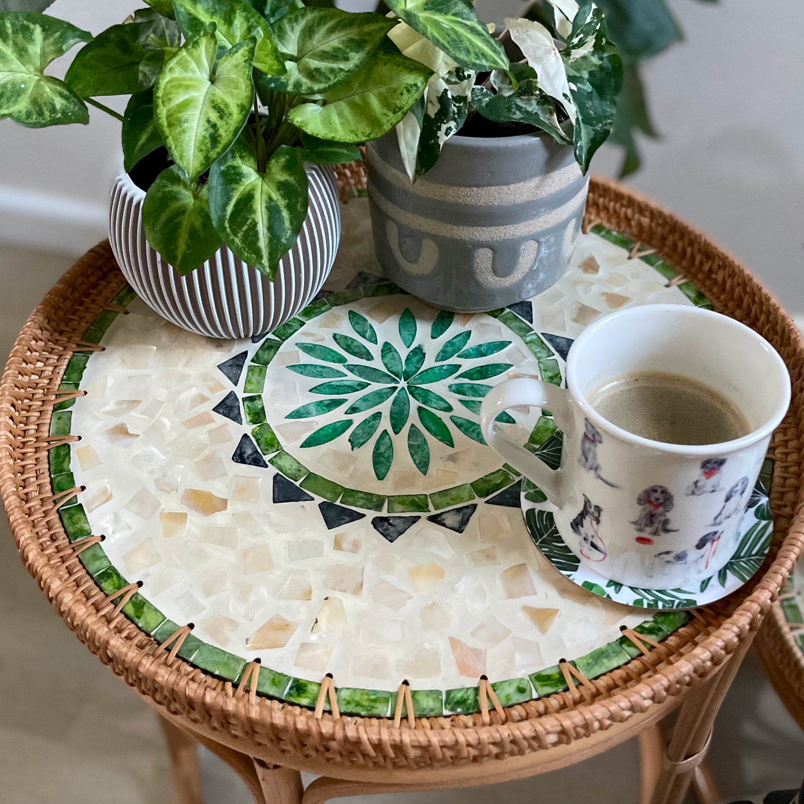 Oasis Rattan Side Table - Bedside Table - Coffee Table - Green Mother ...