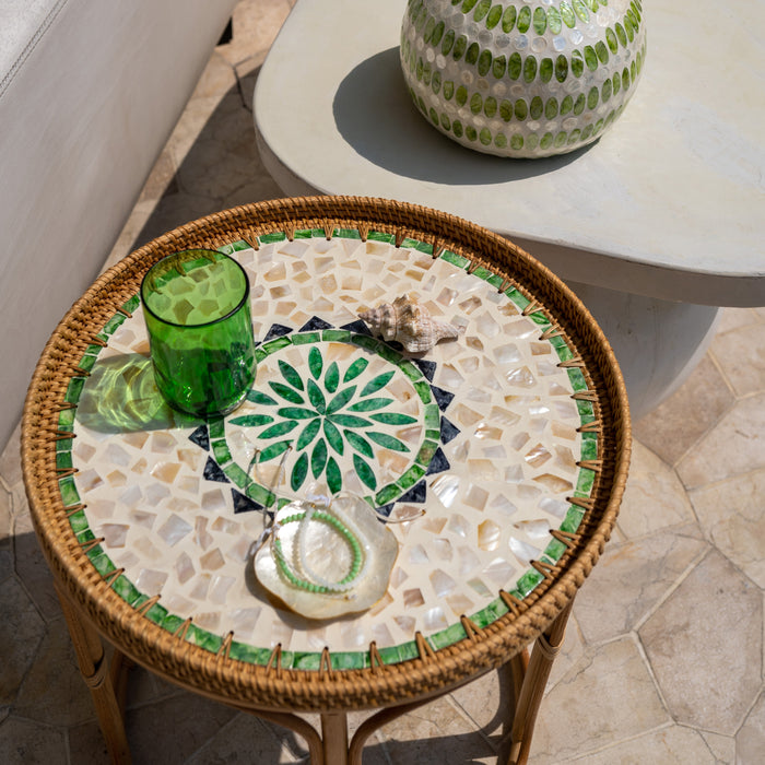 Oasis Rattan Side Table - Bedside Table - Coffee Table - Green Mother ...