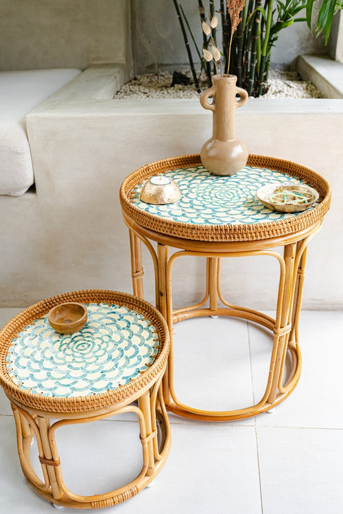 Bloom Rattan Coffee/Side Table, Bedside Table Set
