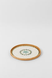 Oasis Round Rattan Tray - Green Mother of Pearl - Serving Tray ...