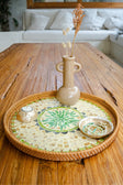 Oasis Round Rattan Tray - Green Mother of Pearl - Serving Tray ...